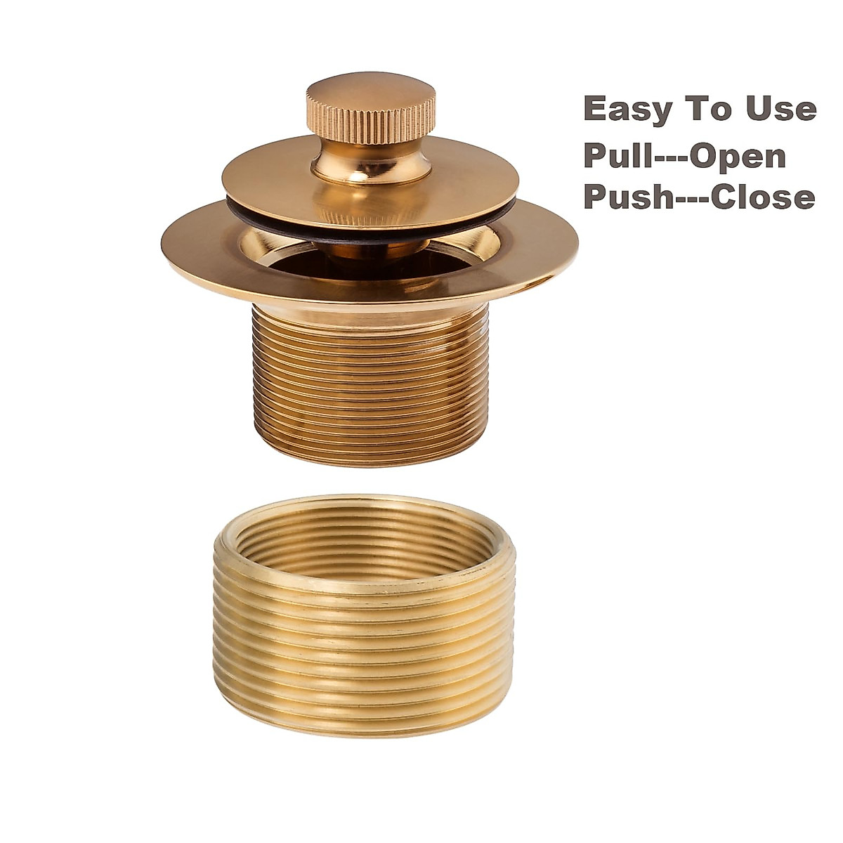 Artiwell Push & Lock Tub Trim Set with Single-Hole Overflow Faceplate, Bathtub Conversion Kit Assembly with Conversion Bar, Universal Fine/Coarse Thread, No Putty Installation (Brushed Gold)