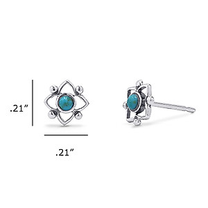 Boma Sterling Silver Blue Turquoise Flower Shaped Dot Stud Earring