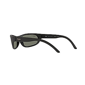 Ray-Ban Men's RB4033 Predator Rectangular Sunglasses, Matte Black/Polarized Green, 60 mm