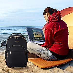 LIGHT FLIGHT Laptop Backpack, Travel Backpack for Women,Stylish Laptop Bag 15.6 Inch,Work Computer Bag with Charger Slot,Bookbag for Work School College Business Trip,Black,Nylon