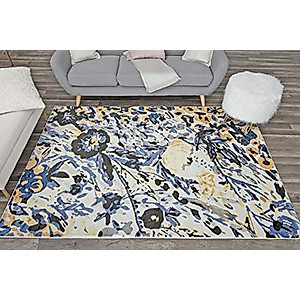 Rugs America Ivory Blue Floral Transitional Rug Blue Honey VA10A 2'0"X4'0" Area Rug