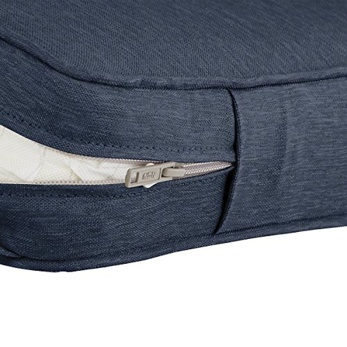 Classic Accessories Montlake FadeSafe Water-Resistant 72 x 21 x 3 Inch Outdoor Chaise Lounge Cushion Slip Cover, Patio Furniture Cushion Cover, Heather Indigo Blue, Patio Furniture Cushion Covers