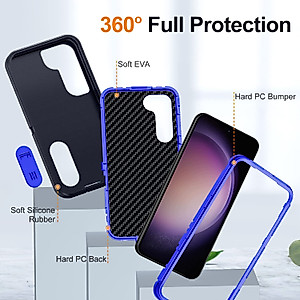 BaHaHoues for Samsung Galaxy S23 Case, Samsung S23 Phone Case with Built in Kickstand, Shockproof/Dustproof/Drop Proof Military Grade Protective Cover for Galaxy S23 5G (Dark Blue/Sapphire)