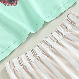 Toddler Western Baby Clothes Girl Short Sleeve t-Shirt top Ruffle Bell Bottoms Flare Pants Kids Summer Clothing (Green,12-18 Months)