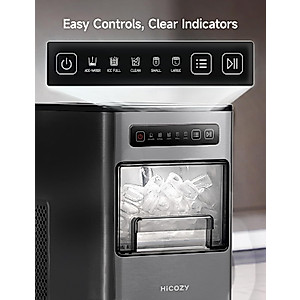 HiCOZY Ice Maker Countertop,Ice in 6 Mins, 24 lbs/Day, Portable & Compact Gift with Self-Cleaning,for Apartment/Under Cabinet/Kitchen/Office/Camping/RV/Home Bar(Black Gray)
