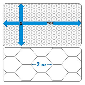Fencer Wire 20 Gauge Galvanized Poultry Hex Netting with 2 inch Mesh
