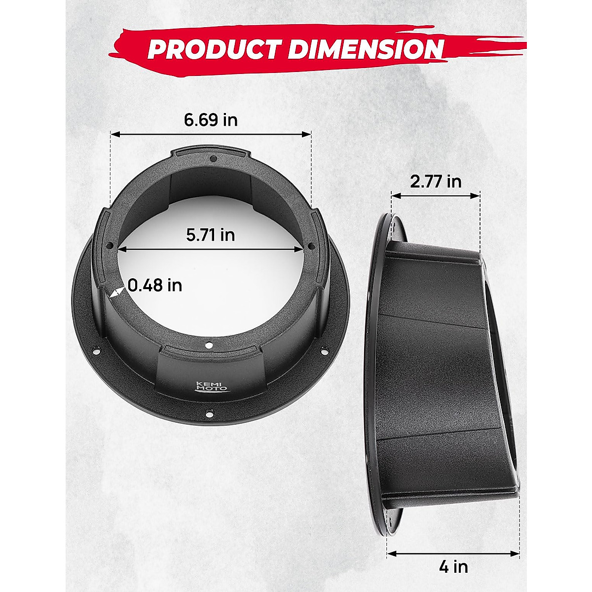KEMIMOTO 2PCS 6.5 Inch Speaker Pods, Universal Angled Boxes Enclosures for 6.5" Speakers Compatible with UTVs, RVs, Cars, Boats, Trunks, Trailers - 9.56 Inch Surface Mount