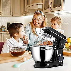 Stand Mixer, Zuccie 660W 6-Speed Tilt-Head Food Mixer, 8L Mixers Kitchen Electric Stand Mixer with Dough Hook, Wire Whip, Beater & Splash Guard (8.5QT, Black)