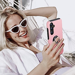 AOUIA for Samsung Galaxy S23 FE Case, Phone Case for Samsung Galaxy S23 FE, Military-Grade Drop Tested Magnetic Ring Holder Kickstand Protective Cover for S23FE,Pink