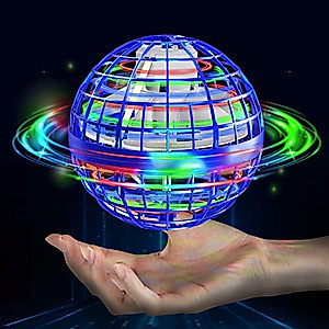 Flying Orb Ball Toys 360°Rotating Soaring Hover Orb Boomerang Spinner Magic LED Light Flying Ball Toys Hand Controlled Spinning Drone Ball Safe for Kids Adults Indoor Outdoor