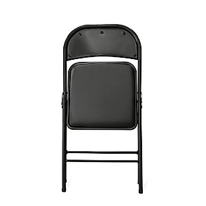 Amazon Basics Vinyl-Padded Metal Steel Folding, Black, 4-Pack Chair