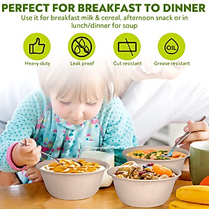 Enviro Safe Home 10 Oz Bamboo Disposable Bowls - 100 Pack - Heavy Duty Soup Bowls - Microwavable, Oven Safe, Eco-Friendly, Leak-Proof