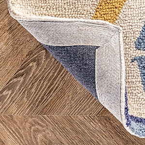 nuLOOM Ofelia Geometric 2x6 Wool Runner Rug for Living Room Bedroom Dining Room Entryway Hallway Kitchen, Multicolor/Black