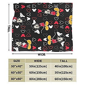 Cartoon Mouse Blanket Ultra Soft Cozy Warm Throw Blanket Lightweight Microfiber Sherpa Plush Throws for Sofa Couch Bed Living Room All Season,Black