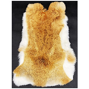 Forssils Natural Rabbit Fur Pelt(10" by 15") Rabbit Hide Sewing Quality Hide Leather -Soft Professionally Tanned (Golden,1Pcs)