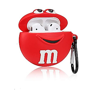 Joyleop(M Bean) Compatible with Airpods 1/ 2 Case Cover,3D Cute Cartoon Funny Fun Cool Kawaii Fashion,Silicone Airpod Stylish Chic Food Character Skin Keychain,for Girls Boys Teens Kids Air pods 1& 2