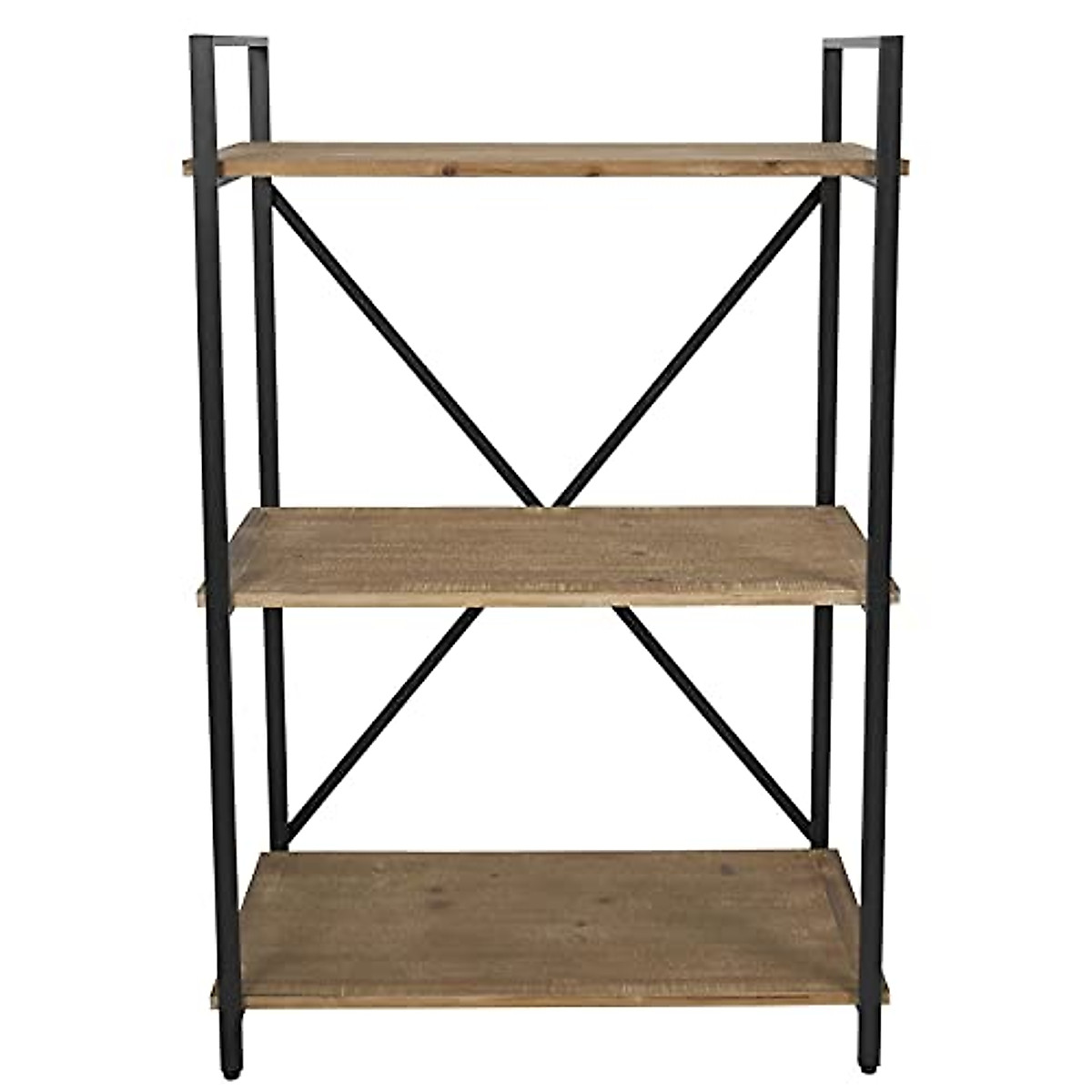 Industrial Small Bookshelf Bookcase Solid Wood 3 Tier Storage Rack Shelf for Small Space, Kitchen, Bathroom, Living Room, Office, 24.5" L x 13" W x 37" H