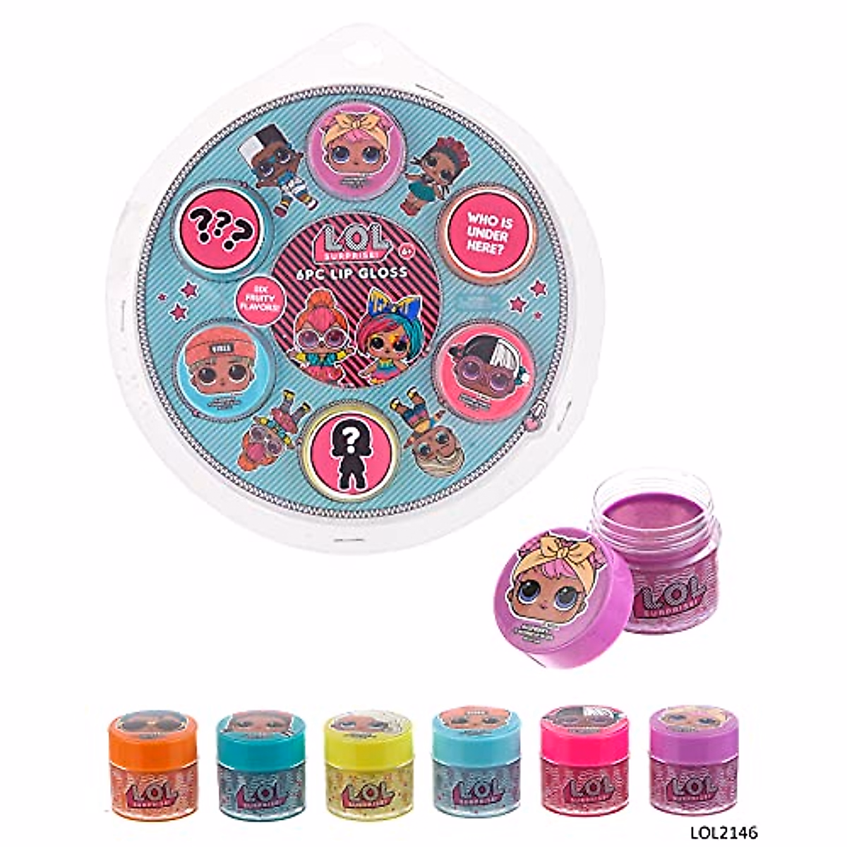 L.O.L. Surprise! Party Favors - 6PC Mystery Character Wheel Fruity Lip Gloss Set