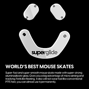 Superglide - Fastest and Smoothest Mouse Feet/Skates Made with Ultra Strong Flawless Glass Super Fast Smooth and Durable Sole for SteelSeries Prime Mini Wired/Wireless [White]