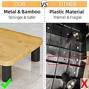 Metal with Bamboo Step Stool for Adult, New Upgrade Stepping Tool, Portable High Riser Steps Platform with Anti-Slip Feet, 450 Lbs Capacity, Small Step Stools for Kitchen Bathroom Bedside, Matte Black