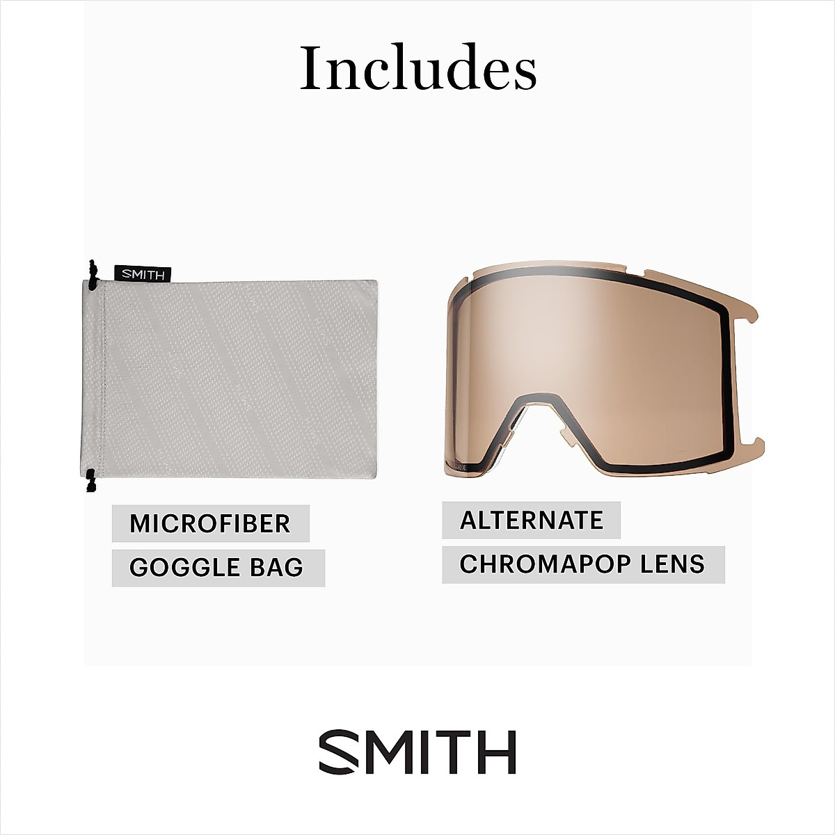 SMITH Squad XL Goggles with ChromaPop Lens – Performance Snowsports Goggles with Replaceable Lens for Skiing & Snowboarding – for Men & Women with Larger Faces – Black + Everyday Violet Mirror Lens