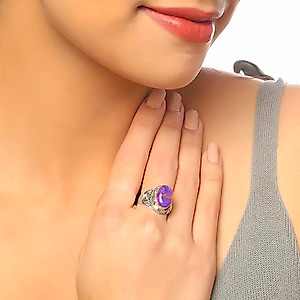 YoTreasure Purple Copper Turquoise Solid 925 Sterling Silver Chunky Ring Jewelry