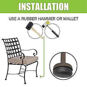 Project Patio 1.5 Inch Wrought Iron Patio Furniture Feet Glide Outdoor Metal Table and Chair Leg Cap Replacement Floor Protector Cup Insert Slide - 24-Pack