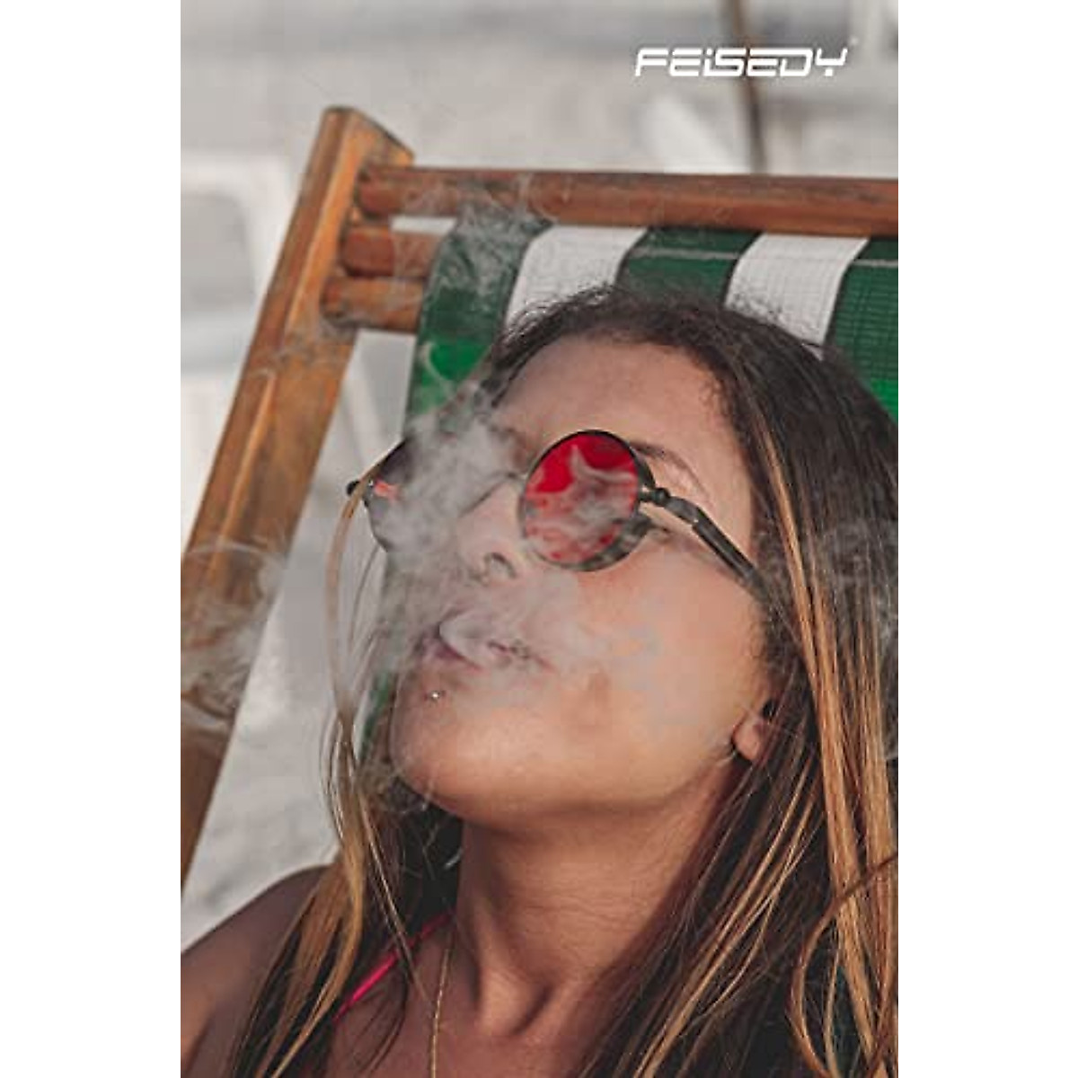 FEISEDY Retro Gothic Steampunk Sunglasses Round Metal Frame Punk Circle Inspired Shade Men B1857