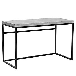 CENSI Computer Workstation Desk for Home Office, PC Laptop Writing Desk, Grey, 47 Inch Wood and Metal, Extra Thick and Deep Tabletop