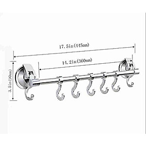 iRomic Suction Cup Hook Hanger Holder Rack Rail Towel Bar Organizer（2PCS) for Bathroom Shower Wreath, Loofah,Robe,Towel,Coat,Cloth,Kitchen Utensils,Wall Mounted on Glass Door,Window,Tile Wall