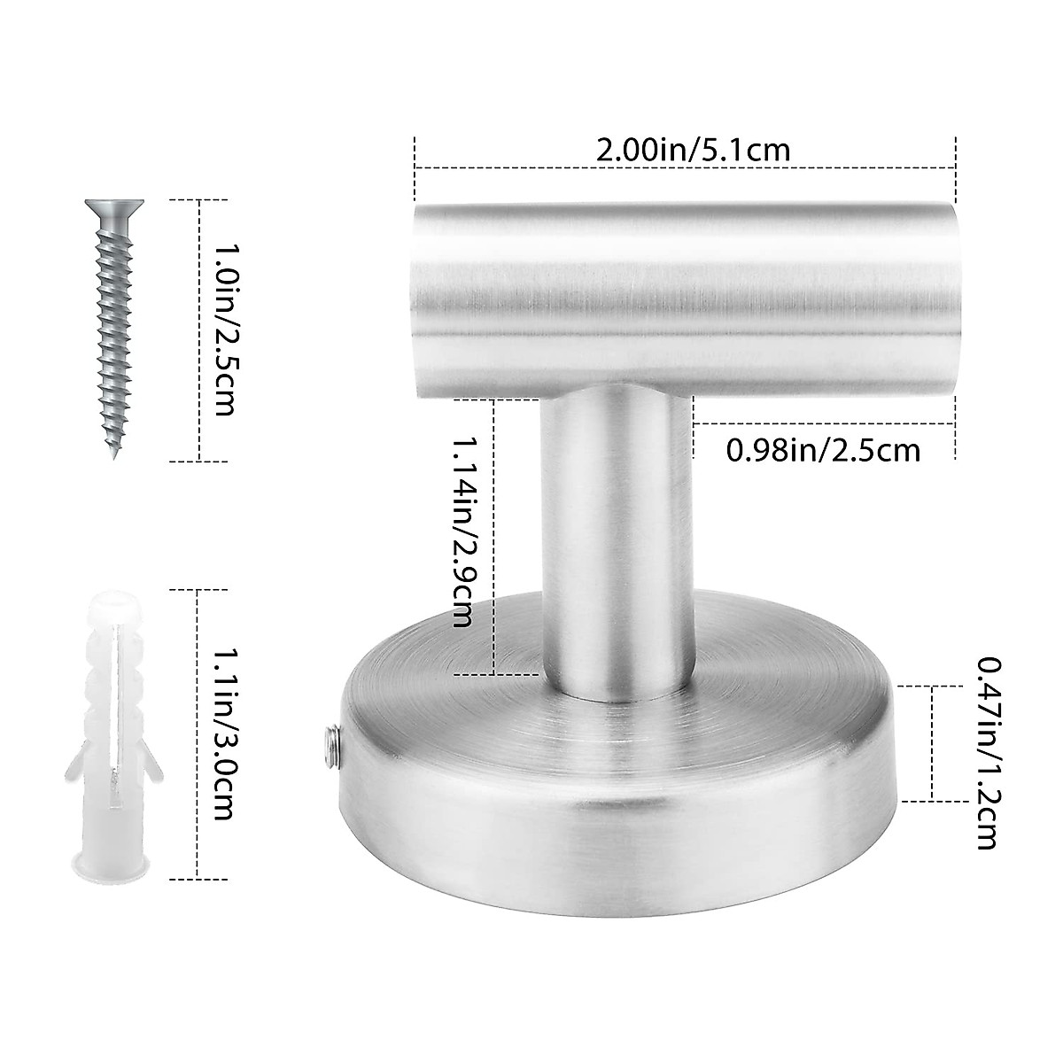 Ravinte Towel Hooks 2 Pack Brushed Nickel Bathroom Towel Hooks Wall Towel Hooks SUS 304 Stainless Steel Silver Coat Robe Clothes Hook Holder Towel Hooks for Bathroom Wall Mounted