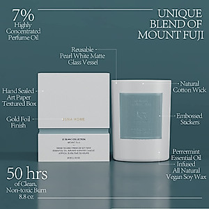ESNA HOME Leblanc Mount Fuji Luxury Aromatherapy Scented Candles | Essential Oil All Natural Soy Candles Meditation Gifts for Women | 8.8oz 50 Hours Votive White Candle | Decor for Home Scented