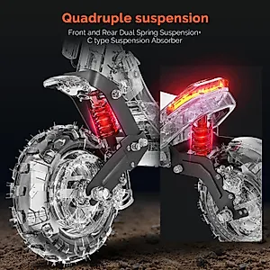 Atomi Electric Scooter Turbo-1 with Smart APP- 2400W Dual Motor Up to 31 MPH & 50km, 20AH Removable Battery, Long Range 34 Miles & 55km, 11" Knotty All Terrain Tires Off Road e-Scooter for Adults