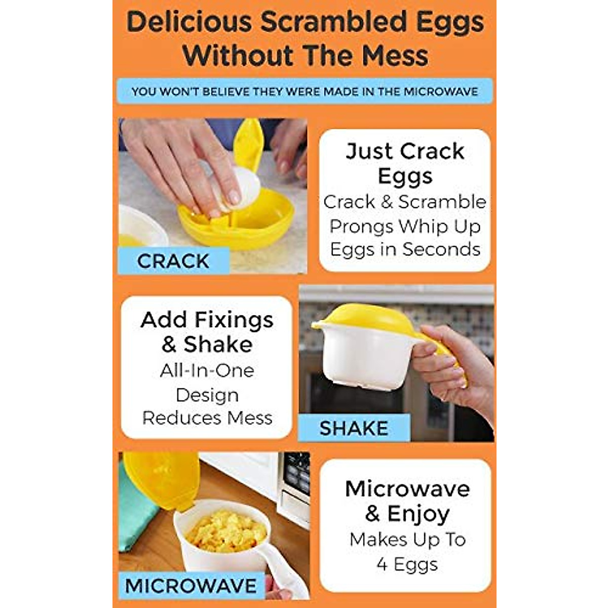 Microwave Scrambled Egg & Omelette Cooker, Fast, Delicious Microwaveable Eggs- As Seen On TV