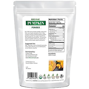 Z Natural Foods Organic Pumpkin Powder - Make Delicious Pumpkin Spice Lattes Coffee - Plant Based Superfood Supplement For Cooking Baking Recipes - Raw, Vegan, Non GMO, Gluten Free, Kosher - 1 lb Size