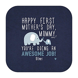 Mothers Day Bodysuit Custom Name Gifts Happy First Mothers Day Blue Elephant Bodysuit 12 Months Navy