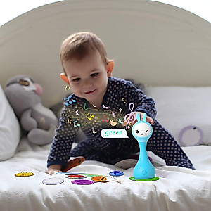 Alilo Bunny Baby Rattle Shaker and Teether Toys,Electronic Rattle Infants Toy,9 Kinds of Color Learning and Educational Toys with Music & Light for 0-6-12 Months, Gift for Newborns Girls Boys Toddlers