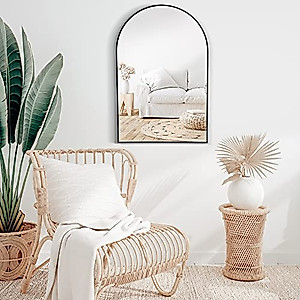 Sixty Times - Arch Mirror - 24" x 36" Inch - Black Arched Mirror, Wall Mounted, Boho or Modern Bathroom, Wall Decor for Entry, Hallway or Mantle Fireplace
