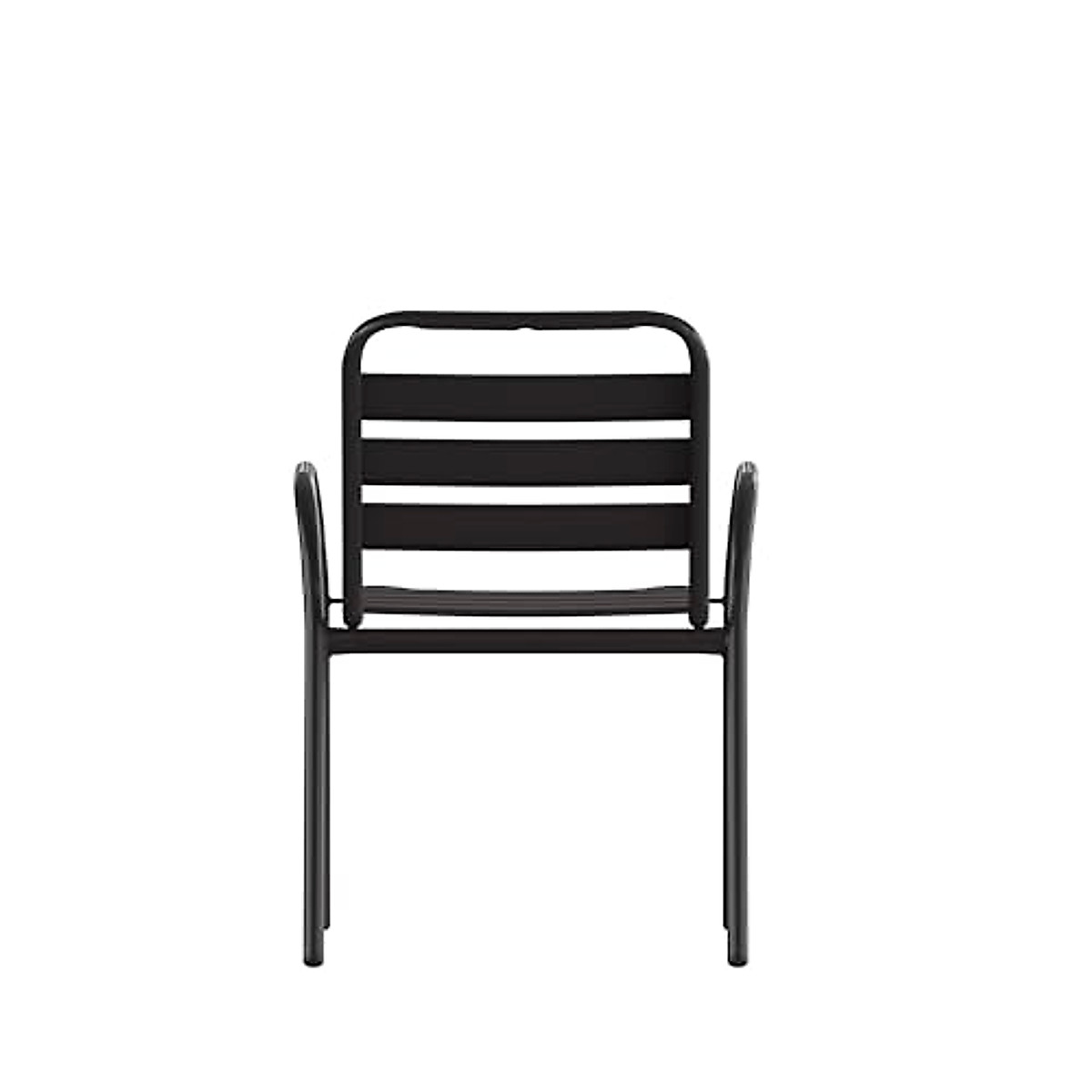 Flash Furniture Lila Commercial Restaurant Stack Chair with Triple Slat Back and Arms, Indoor-Outdoor Dining Chair, Black