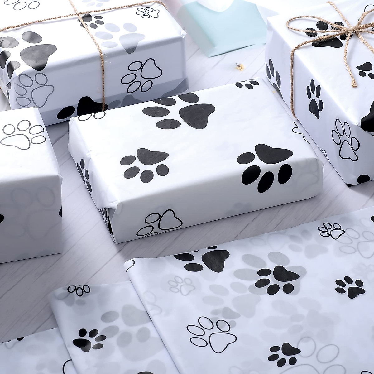 100 Sheets Dog Paw Print Tissue Paper Puppy Paws Gift Wrap Tissue Paper for Gift Bags Wrapping and DIY Crafts (Dog Paw)