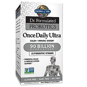 Garden of Life Probiotics for Women and Men, Dr. Formulated Once Daily Ultra 90 Billion Adult Probiotic for Digestive Health, Immune System Support, Acidophilus, Prebiotics, 30 Vegetarian Capsules