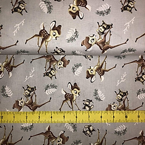 Springs Creative Products Disney Bambi & Thumper Toss Gray 100 Percent Cotton Fabric Sold by The Yard. , 44 Inches