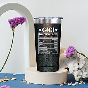 SpenMeta Gigi Gifts for Grandma - Gigi Mothers Day Gift, Gigi Nutrition Facts Tumbler - Mothers Day Gift for Grandma, Birthday, Christmas Gift for Gigi - 20oz Gigi Tumbler Cup