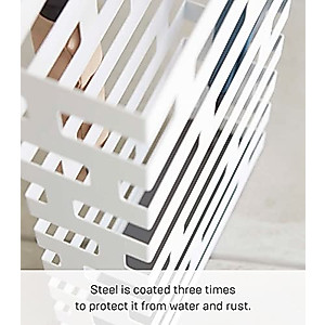 Yamazaki Home Storage for Umbrellas & Walking Canes | Steel | Umbrella Stand, One Size, White