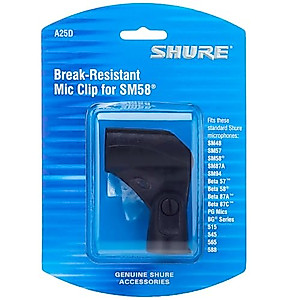 Shure A25D Microphone Clip - Stand Adapter for Handheld Mics with 3/4" (25-30mm) Barrel Diameter, PGA48, PGA57, PGA58, PGA81, SM48, SM57, SM58, SM94, SM137, 565, 545, Beta 57, Beta 58, KSM8, KSM9