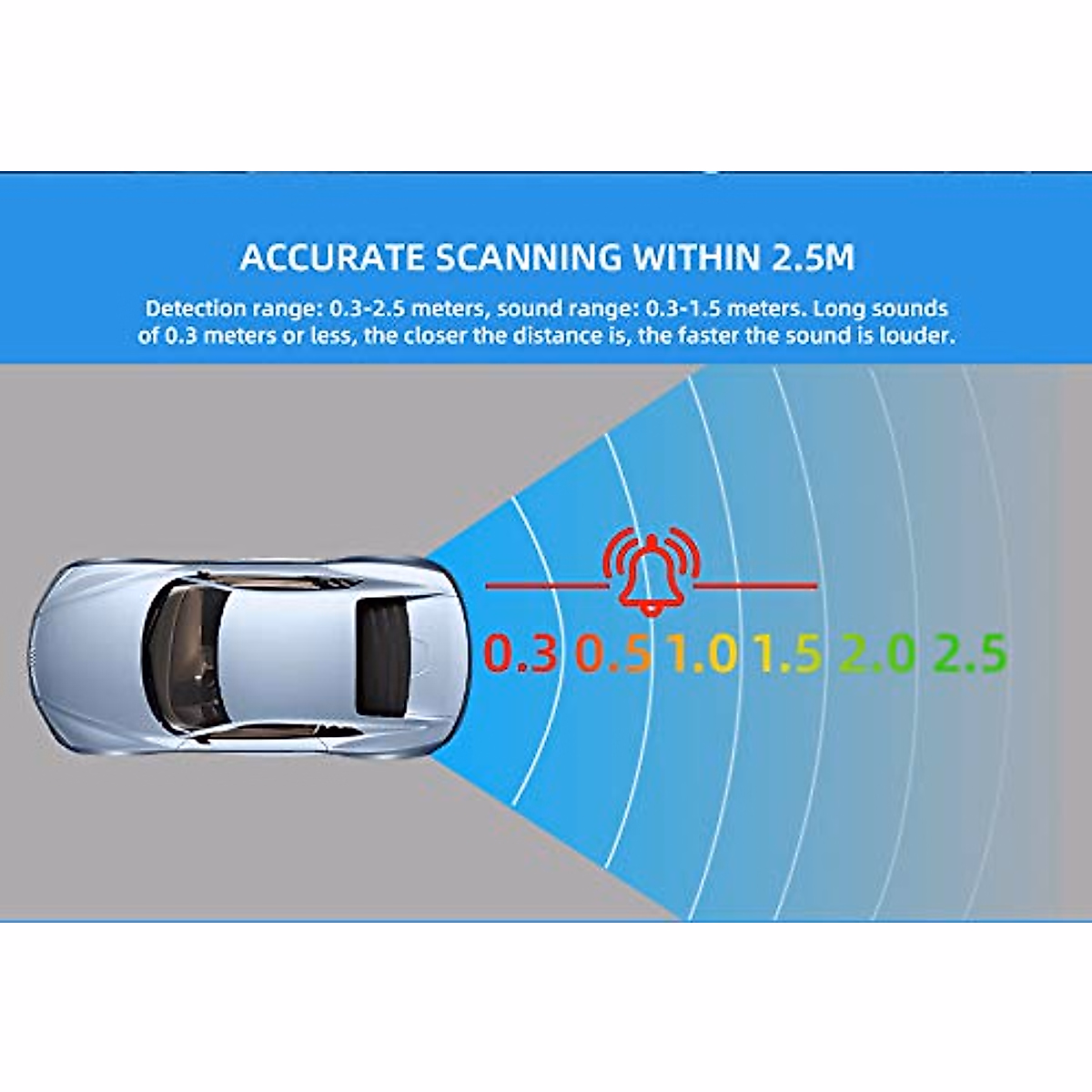 TOTMOX Car Auto Vehicle Reverse Backup Radar System, Reversing Radar Detector 4 Reversing Parking Sensors Beep Alarm