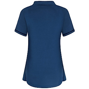 Workout Clothing for Women Exercise Clothes Sports Shirts Yoga Tops Moisture Wicking Tee Loose Fitting Apparel Dark Blue