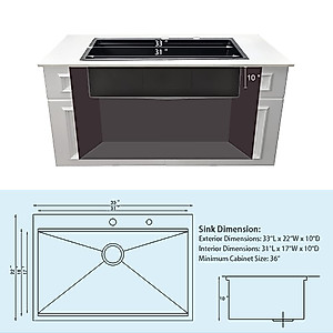 33x22 Black Drop In Kitchen Sink Workstation-WMXQX 33 Inch Drop In Kitchen Sink Black Top Mount Sinks 16 Gauge Stainless Steel Single Bowl Deep Kitchen Sink with Cutting Board
