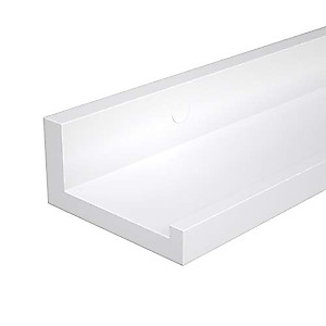 SONGMICS Floating Shelves Set of 2, Wall Shelves Ledge 31.5 x 3.9 Inches with Front Edge, for Picture Frames, Books, Spice Jars, Living Room, Bathroom, Kitchen, Easy Assembly, White ULWS080W01