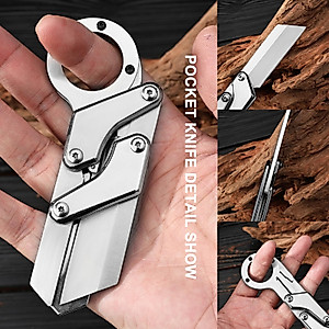 Unique Folding Pocket Knife, Stainless Steel 7 inch Survival Tactical Knife, Rescue EDC Hand Tools with Pocket Clip, Knife for Men
